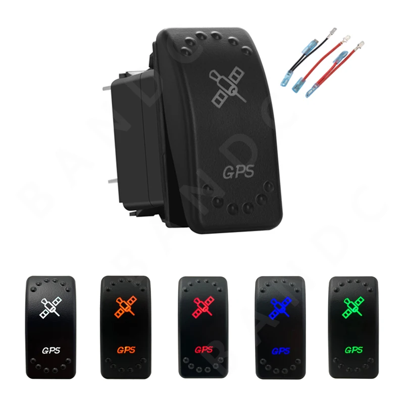GPS Led Rocker Switch 5P ON-OFF SPST Toggle Switch with Jumper Wire Set ...