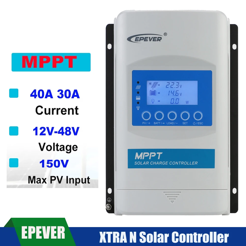 EPever-XTRA-MPPT-30A-40A-12-24-36-48V-PV-150V-Solar-Charger-Controller ...