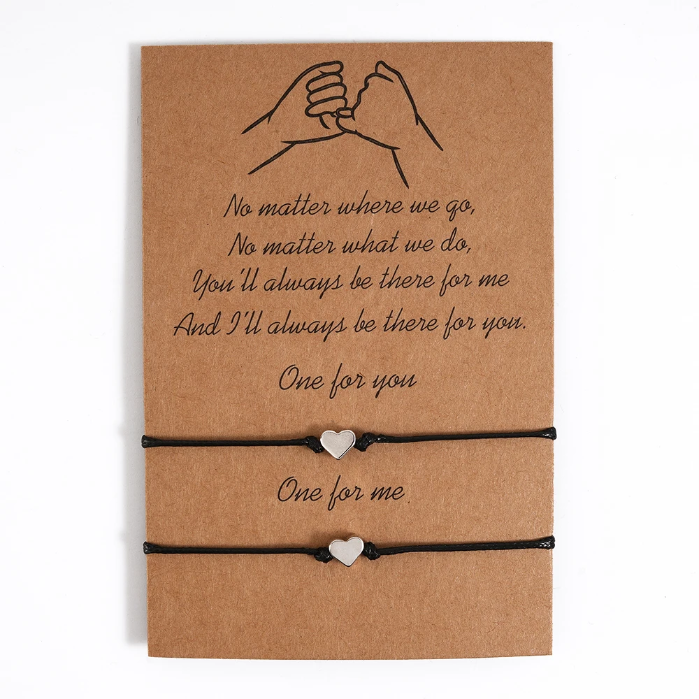 Minimalism Lucky Love Heart Shape Charm Bracelets Thin Red Black Rope ...