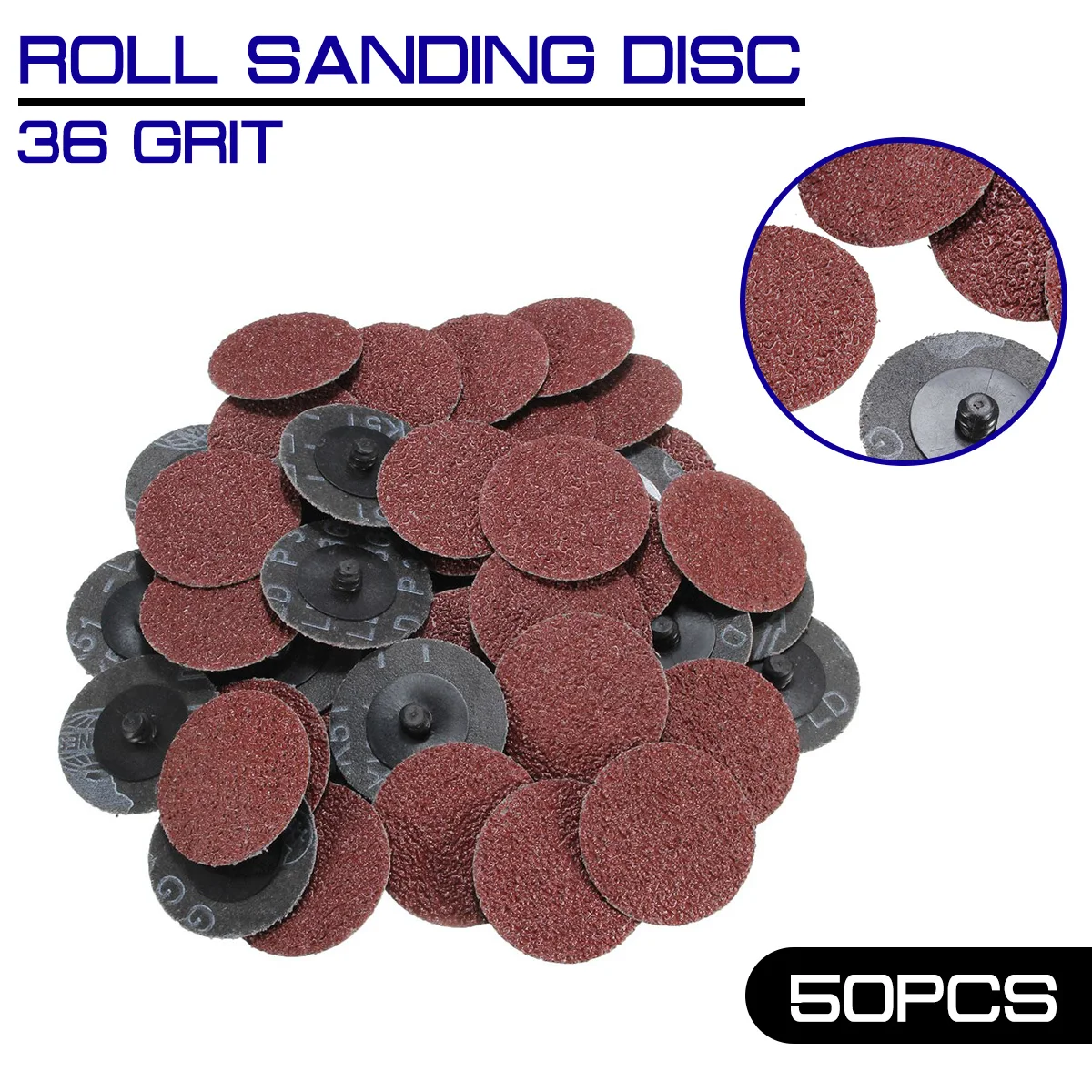 36 Grit 50Pcs Sandpaper Sanding Discs 2'' Roll Lock Type R for Dremel ...