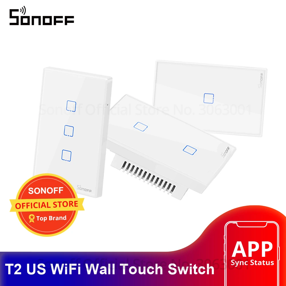 Sonoff T2 Us Smart Wifi Wall Light Switch 1 2 3 Gang Touch/wifi/433 Rf ...