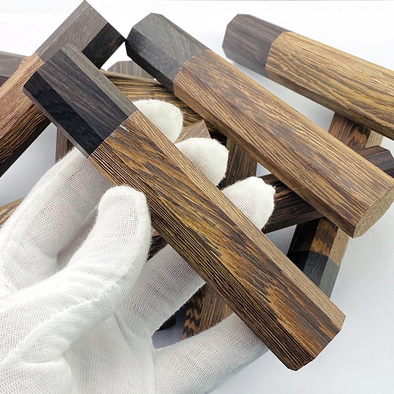 1piece Wenge Wood + Ebony Octagonal Knife Handle for DIY Semi-finished ... 1piece Wenge Wood + Ebony Octagonal Knife Handle for DIY Semi-finished ...