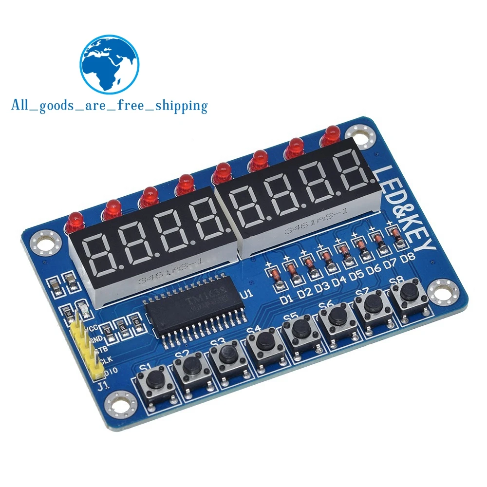 AITRIP 4PCS 8-Bit LED Digital Tube 8 Keys TM1638 Display Module for AVR Arduino ARM tillescenter ...