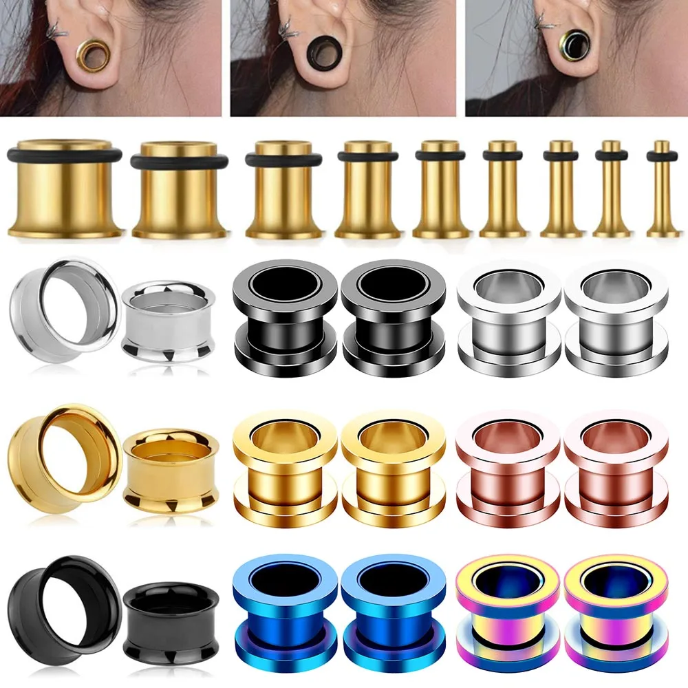 1PC 2 30mm Ear Gauges 316L Stainless Steel Ear Tunnels Plugs Piercing ...