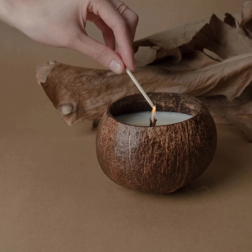 Coconut-Shell-Candle-Holder-Candlestick-Natural-Coconut-Bowl-Desk ...