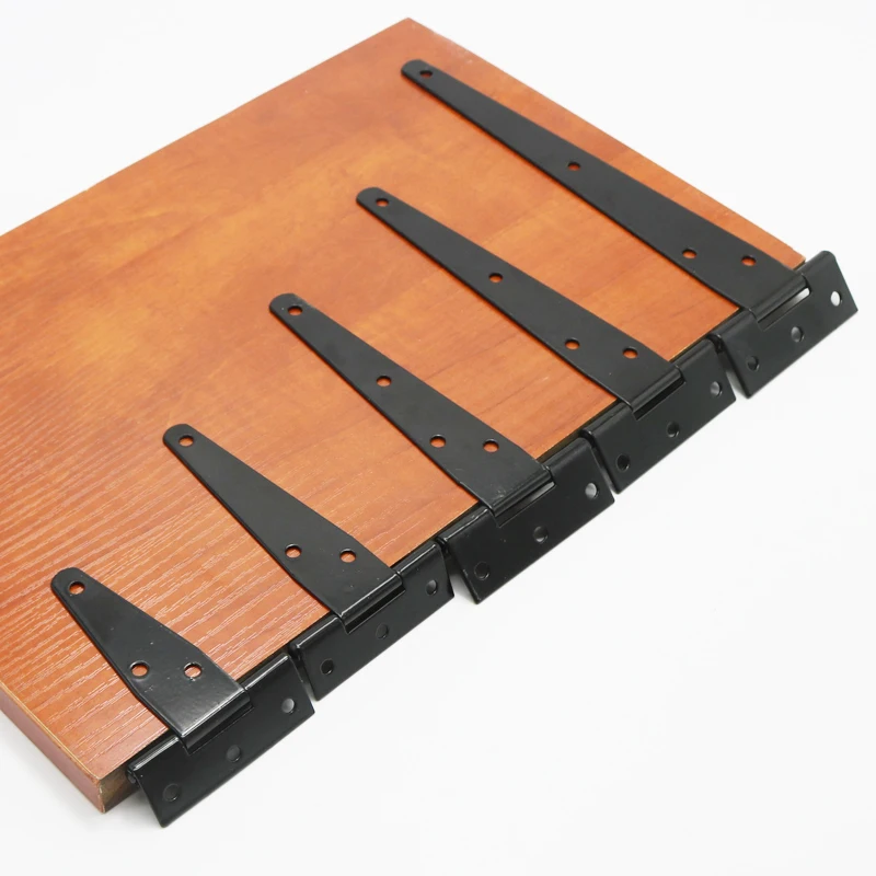 1 Pcs Black Paint T Shape Triangle Hinge Cabinet Shed Wooden Door Gate ...