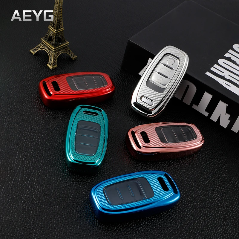 Carbon Filber Tpu Car Key Case Cover Shell Fob For Audi A1 A3 A4 A5 A6 ...