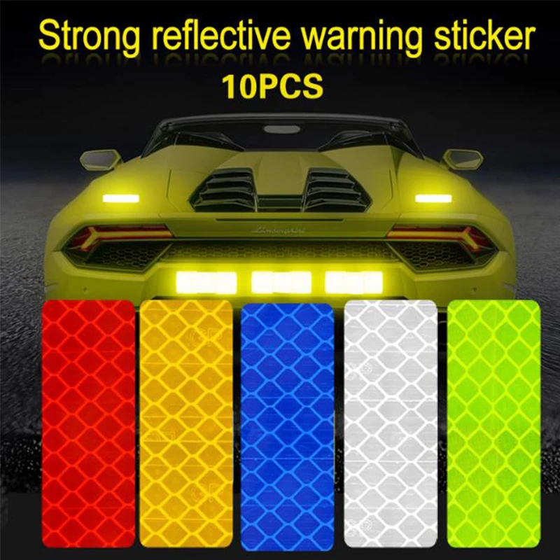 10Pcs-set-Car-Bumper-Reflective-Stickers-Reflective-Warning-Strip-Tape ...