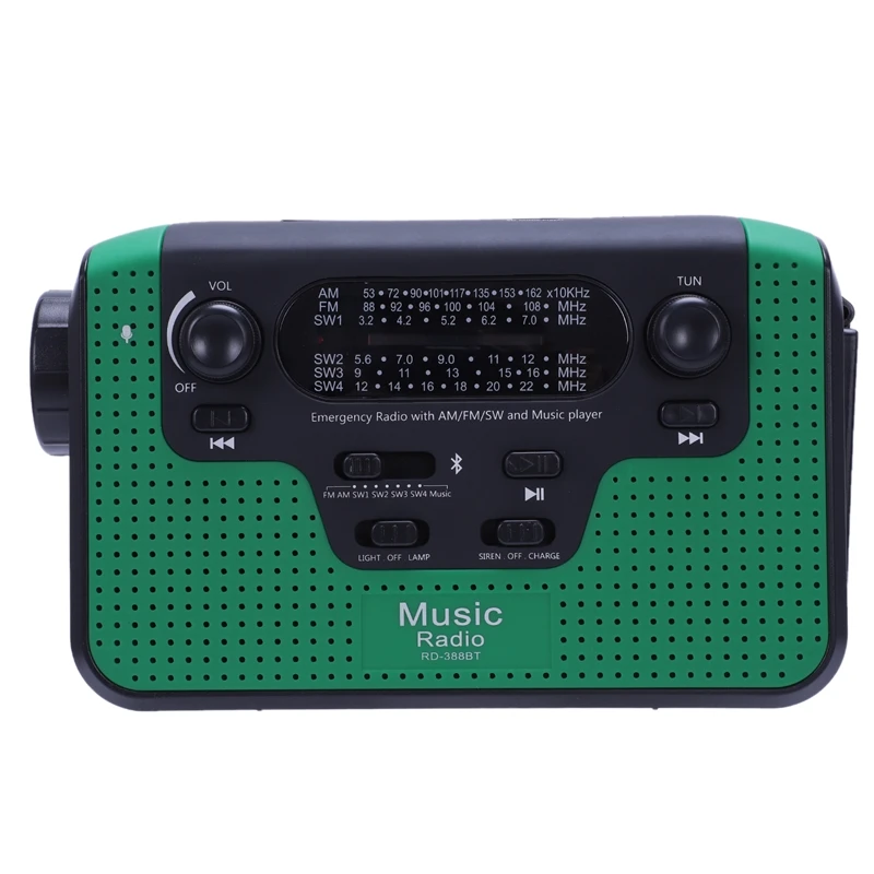 Portable Outdoor Fm Radio With Bluetooth Mp3 Player Hand Crank Solar ...