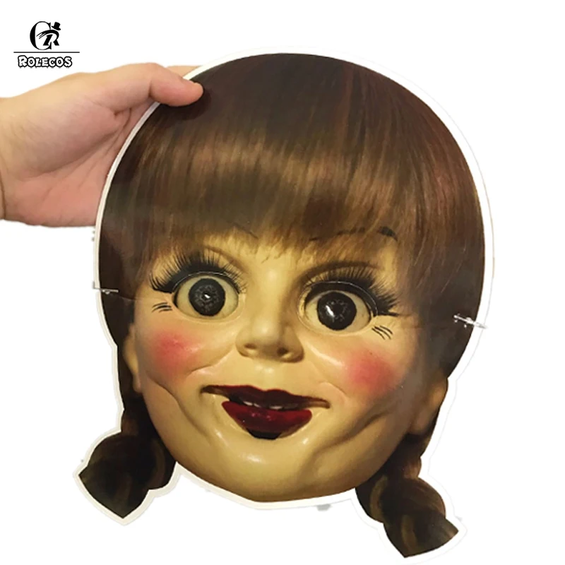 ROLECOS Creepy Halloween Mask Doll Annabelle Horror Scary Full Head ...
