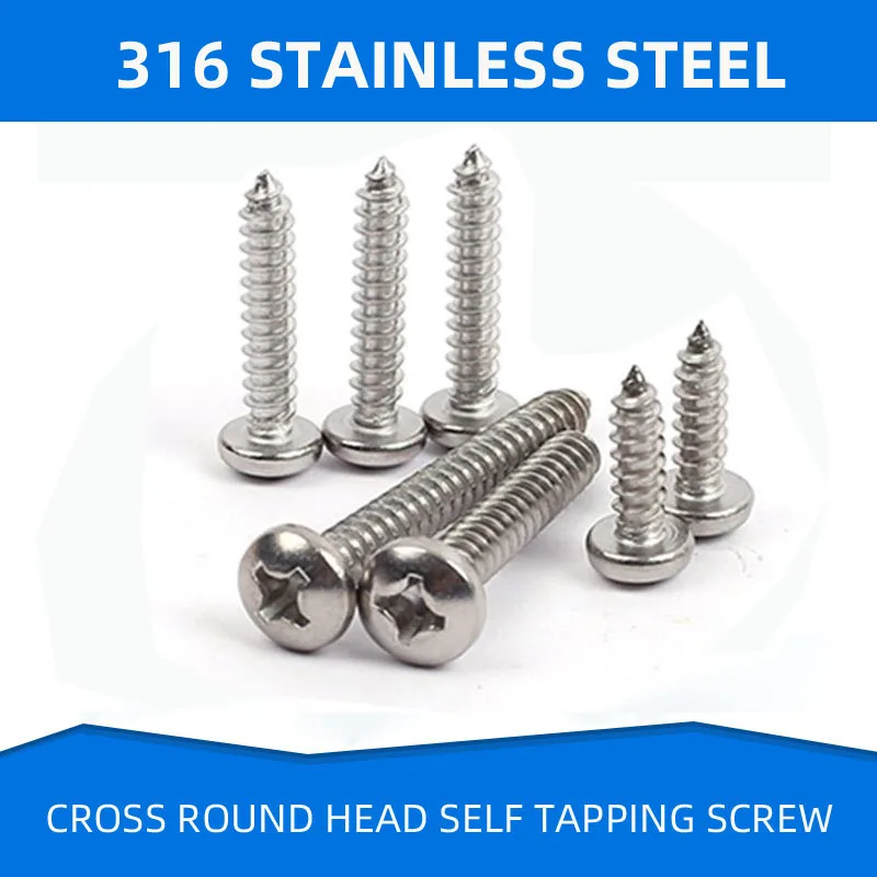 Vis à bois autotaraudeuse Phillips, acier inoxydable 316, vis à tête ronde, attaches, Méclairé ...