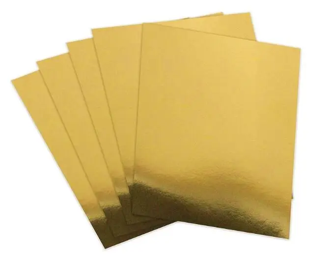 20 SHEETS A4 250GSM SINGLE SIDE GOLD MIRROR CARDSTOCK METALLIC SHINY ...
