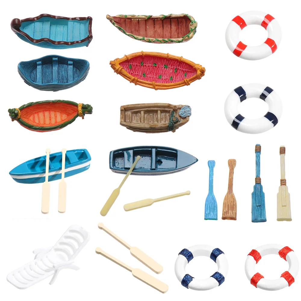 Mini-Boat-And-Paddle-Figurine-Artificial-Small-Ship-Ornament-DIY-Micro ...