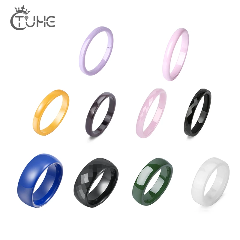 10pcs-Set-Colorful-Ceramic-Rings-For-Women-Men-Smooth-Cut-Surface ...