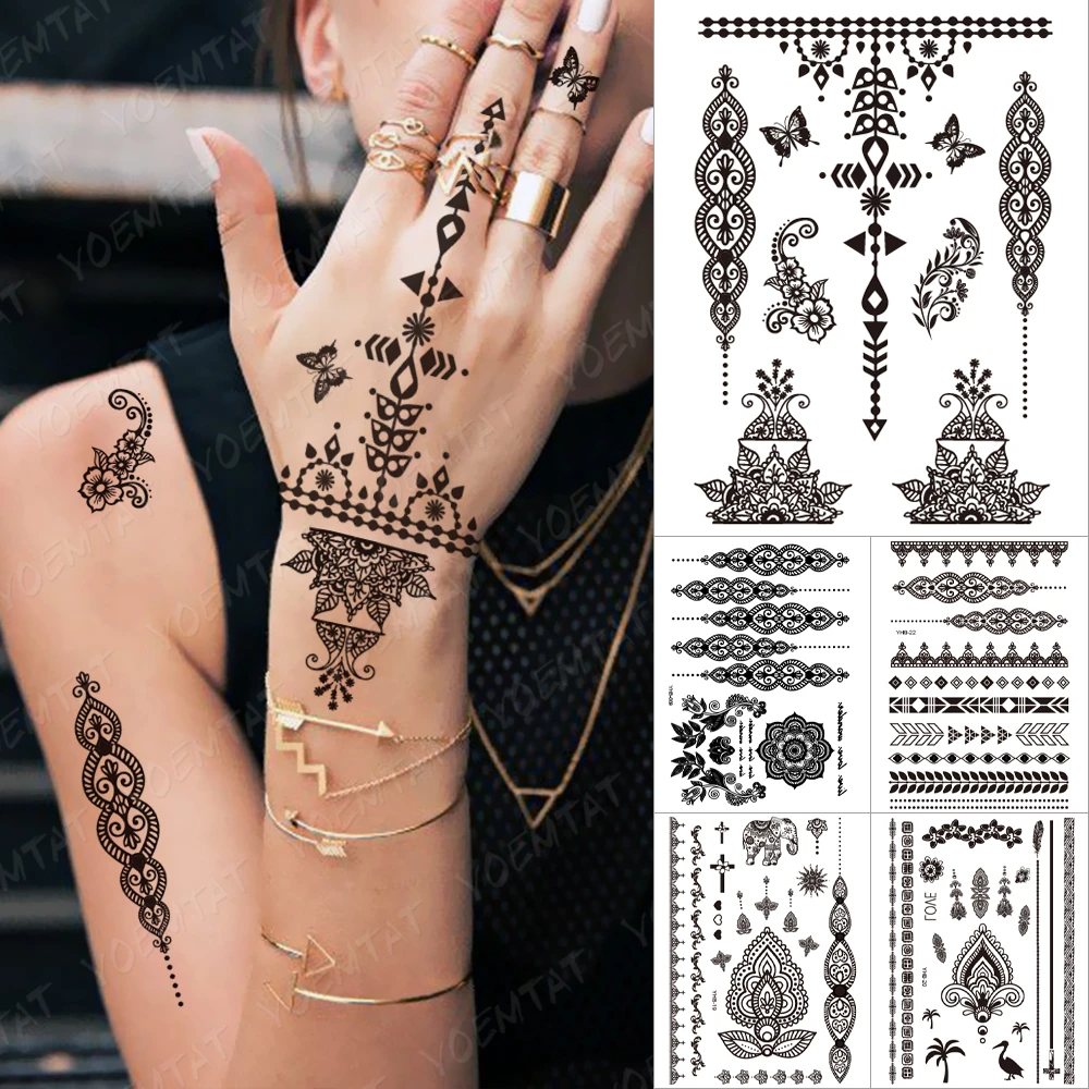 Unique Star Finger Tattoo Stickers For Women Girls Henna Star String ...