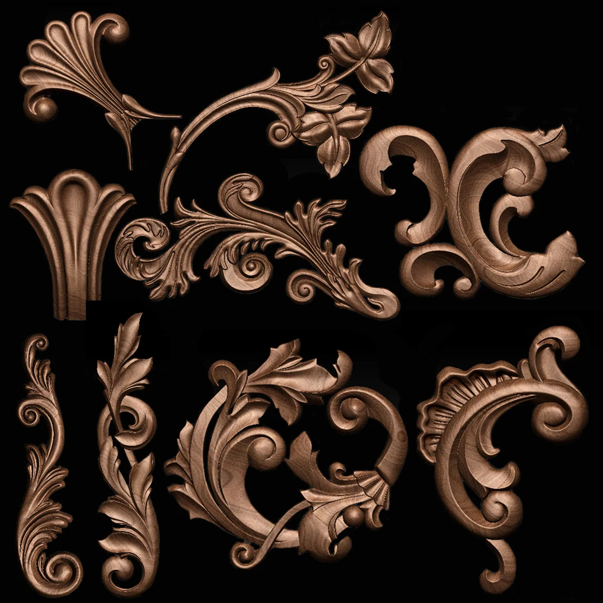 Flower-leaf-carving-9pcs-set-STL-models-3d-model-relief-for-CNC-Artcam ...