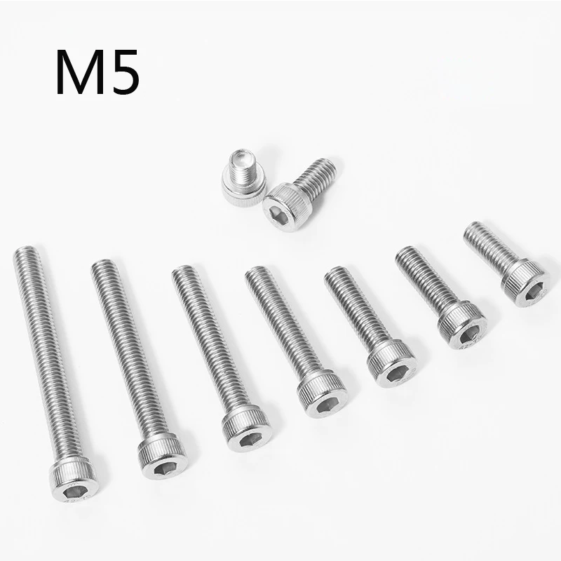 M5 304 Stainless Steel Hex Socket Screw M5x6 25 30 35 40 45 70 75 80 85 90 100mm Hexagon Socket ...