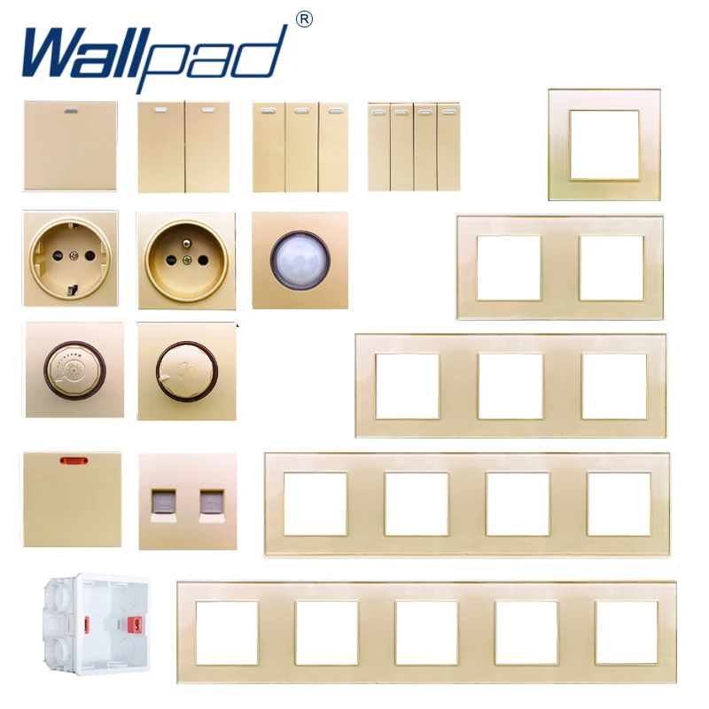 Gold Switch DIY Champagne Gold Socket Free Combination Wallpad 1 2 3 4 ...