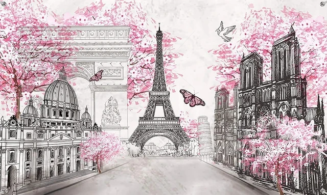 Pink Paris Wallpaper