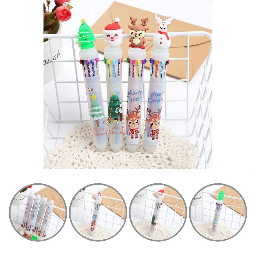 Plastic Safe 10 Colors Santa Claus Writing Pen Fall Resistant Gel Pen ...