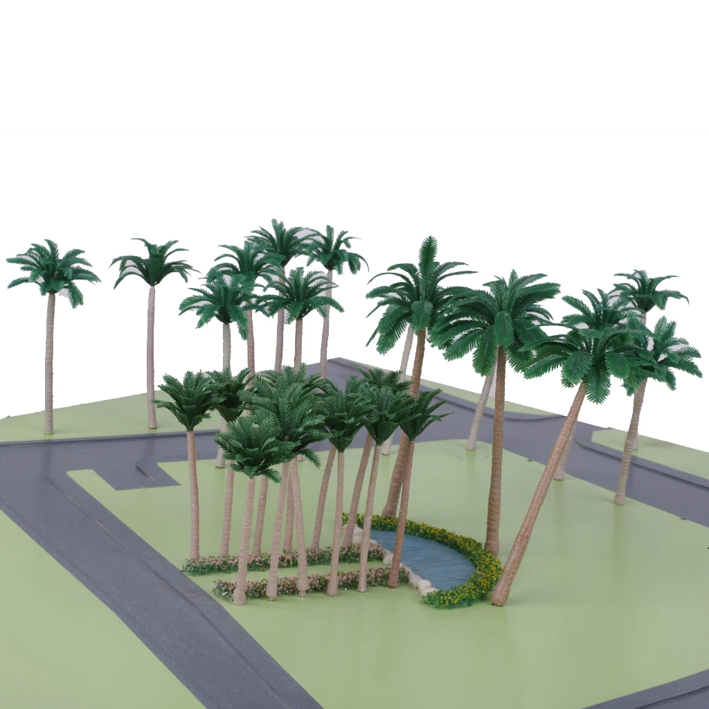 20pcs Mini Coconut Palm Trees Model Train Layout Beach Street Scenery ...