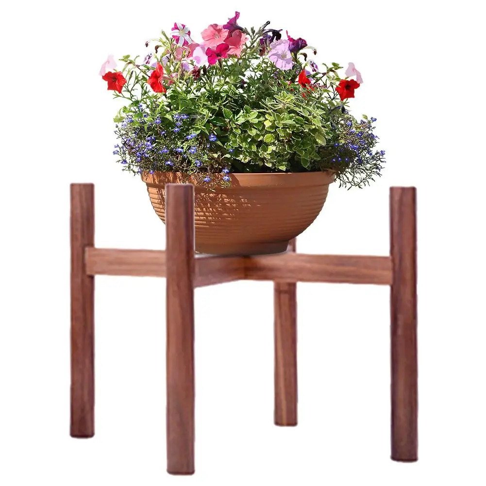 Walnut Wood Flower Stand Pot Holder Four-legged Wooden Plant Bonsai ...