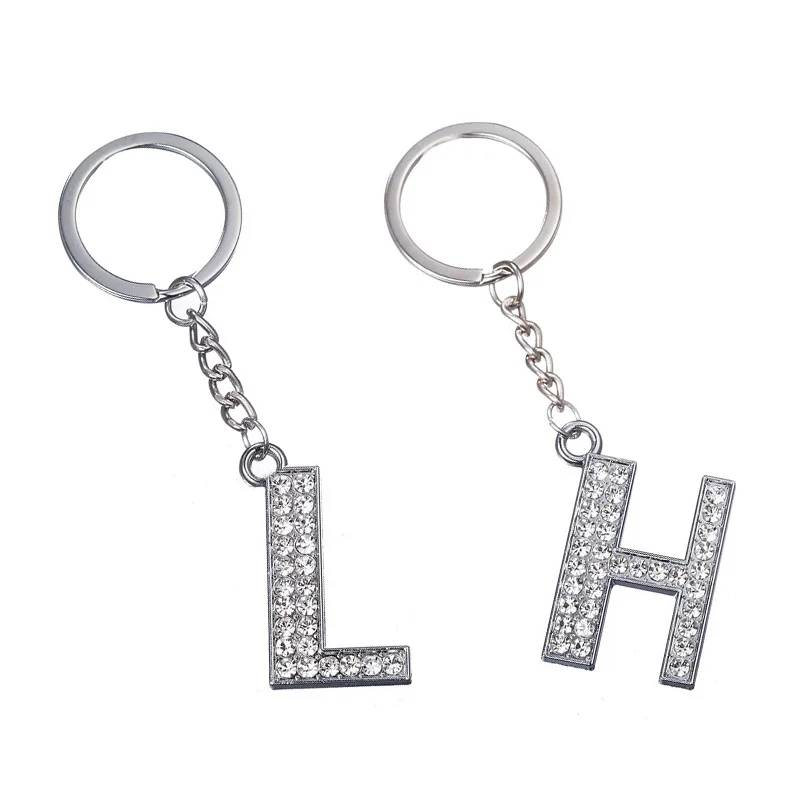 Fashion New Crystal Rhinestone Alphabet Creative Keyring Initial Letter