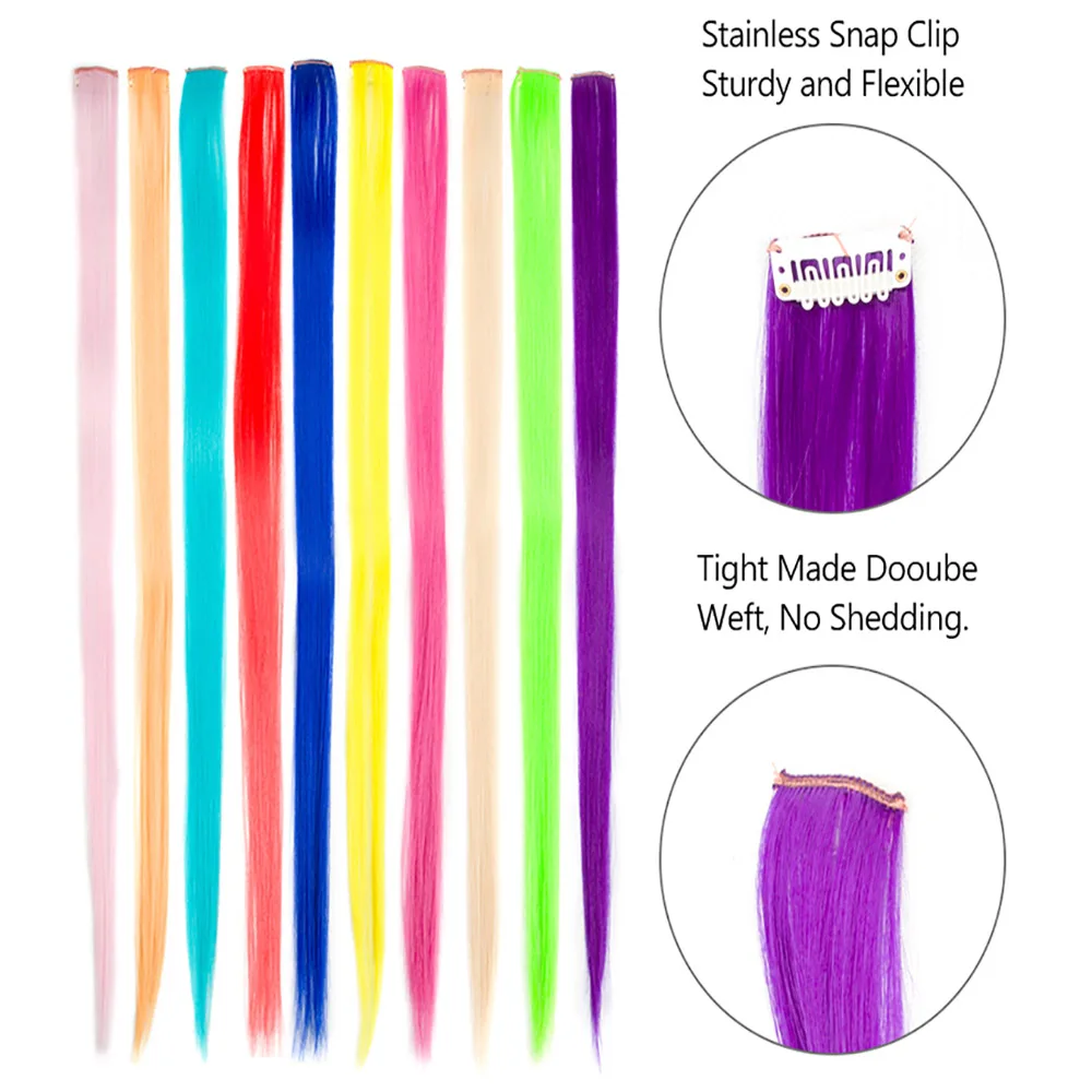 Nayoo Hair Clip In One Piece color strips Long Straight Hairpiece ...
