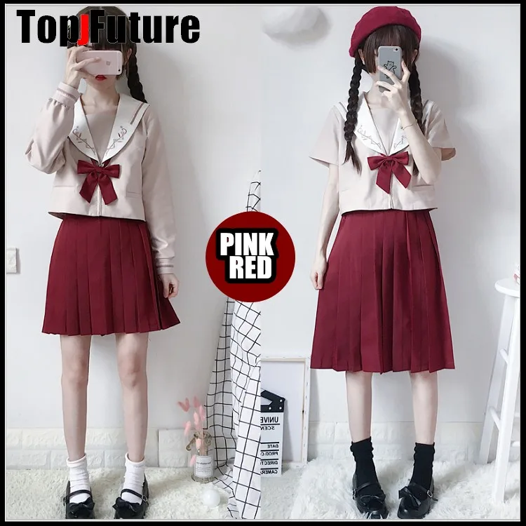 Girl First Love Dark Red Christmas Party Sailor Suit Japanese ...