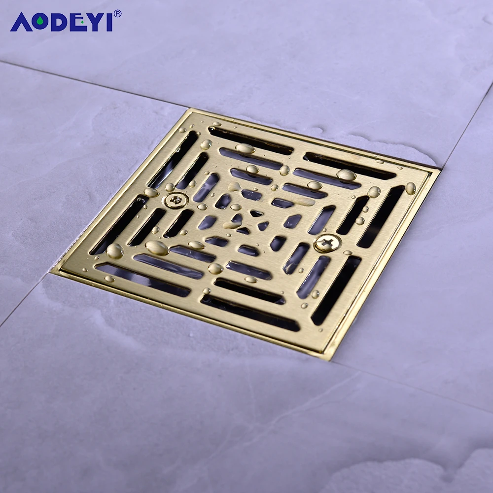 Brushed Gold Stainless Steel Square Shower Grate Waste Floor Drain ...