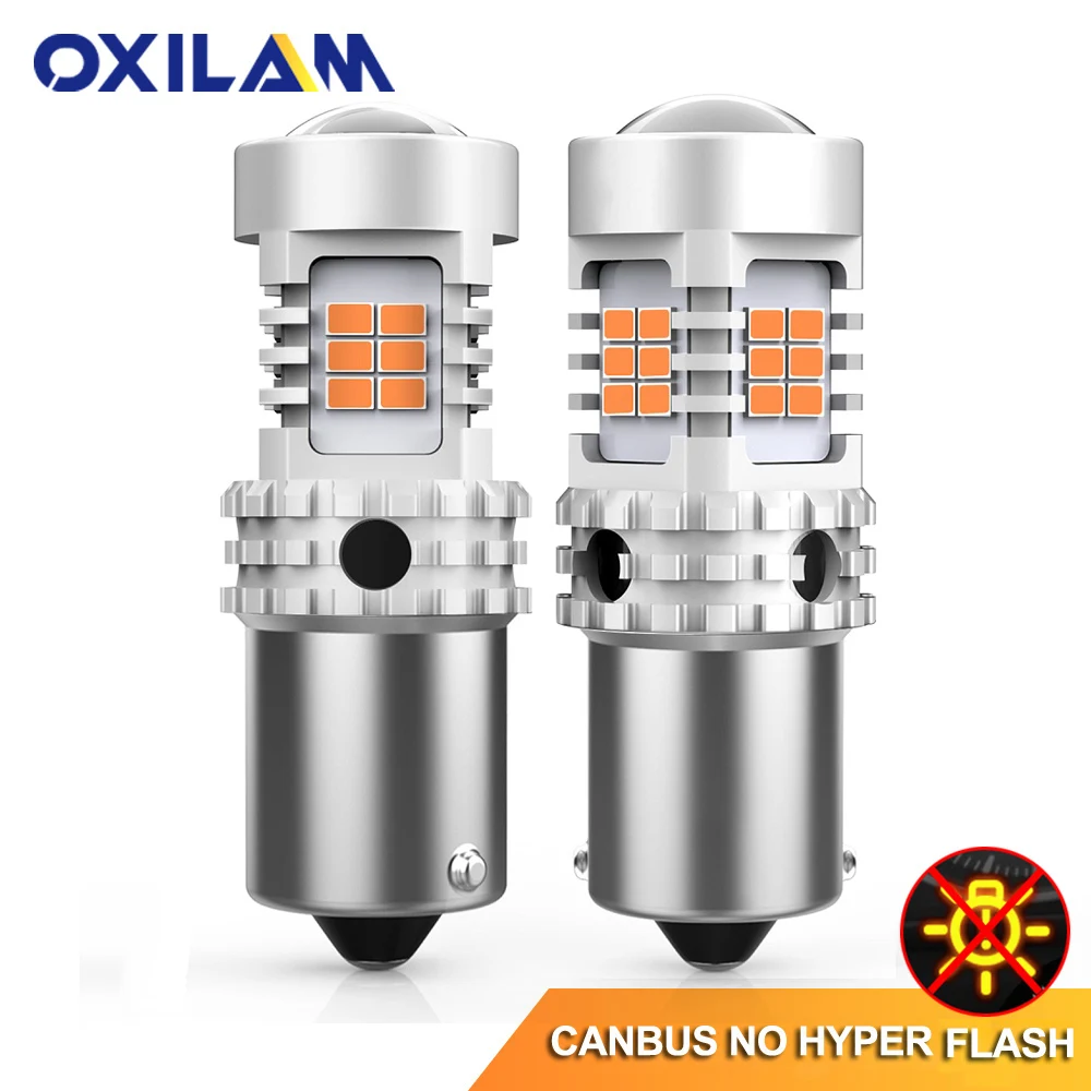 Oxilam 2pcs P21w Ba15s Led Canbus Turn Signal Lamp 1156 Bau15s Py21w T20 7440 Led Bulb No Hyper ...