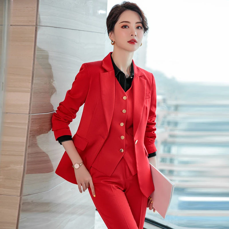 High Quality Fabric Women Formal Business Suits Elegant Red Ol Styles ...