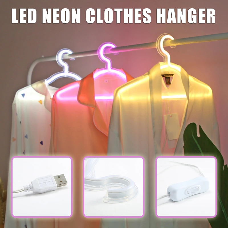 Led Clothes Hanger Neon Night Home Bedroom Decorative Coat Hanger ...