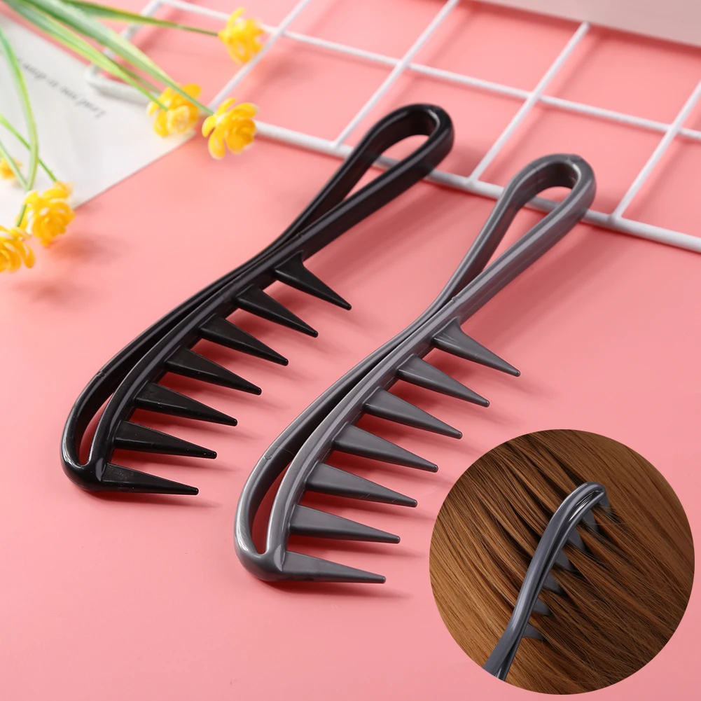 1 Pcs Wide Tooth Shark Plastic Comb Detangler Curly Hair Salon ...