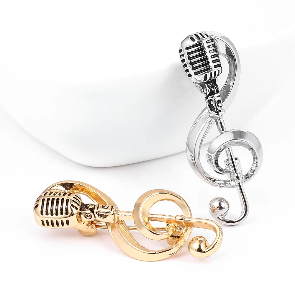 Gold-Color-Microphone-Music-Note-Brooches-Metal-Badges-Charm-Women-Men ...