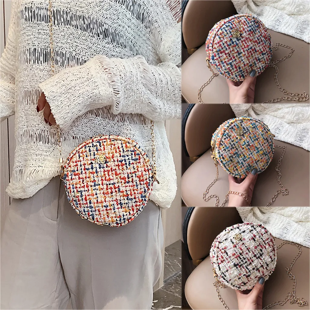 Women Fashion Casual Simple Shoulder Messenger Bag Small Round Bag High ...