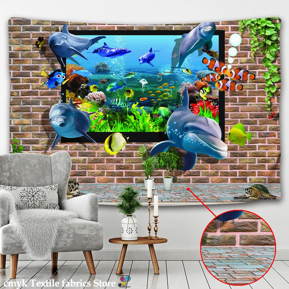 Underwater Sea Life Tapestry Wall Hanging