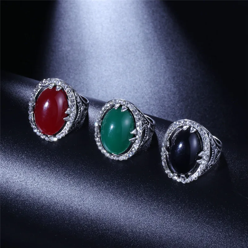 2023 anillos Punk Vintage negros para hombres, joyería de cristal ...