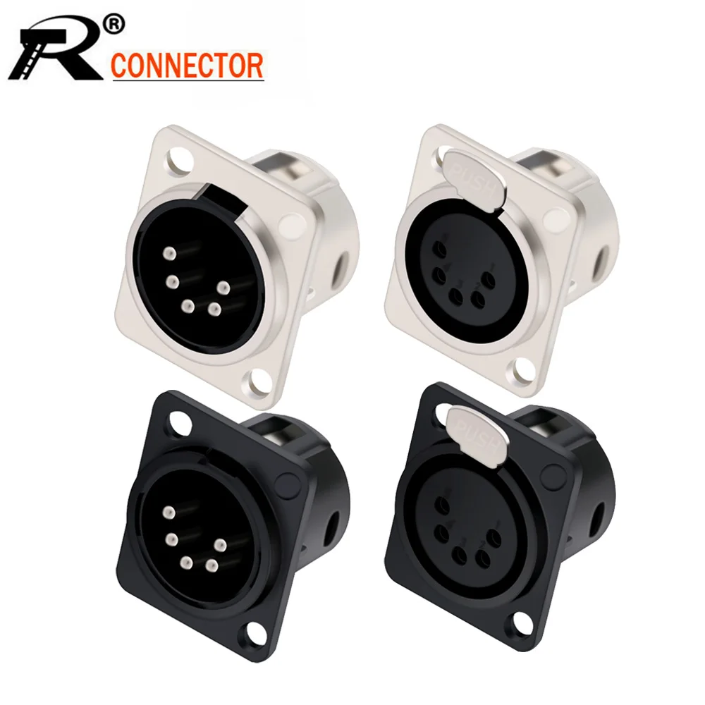 10pcs/lot 5Pin XLR Panel Mount XLR Male Plug / Female Jack Socket ...