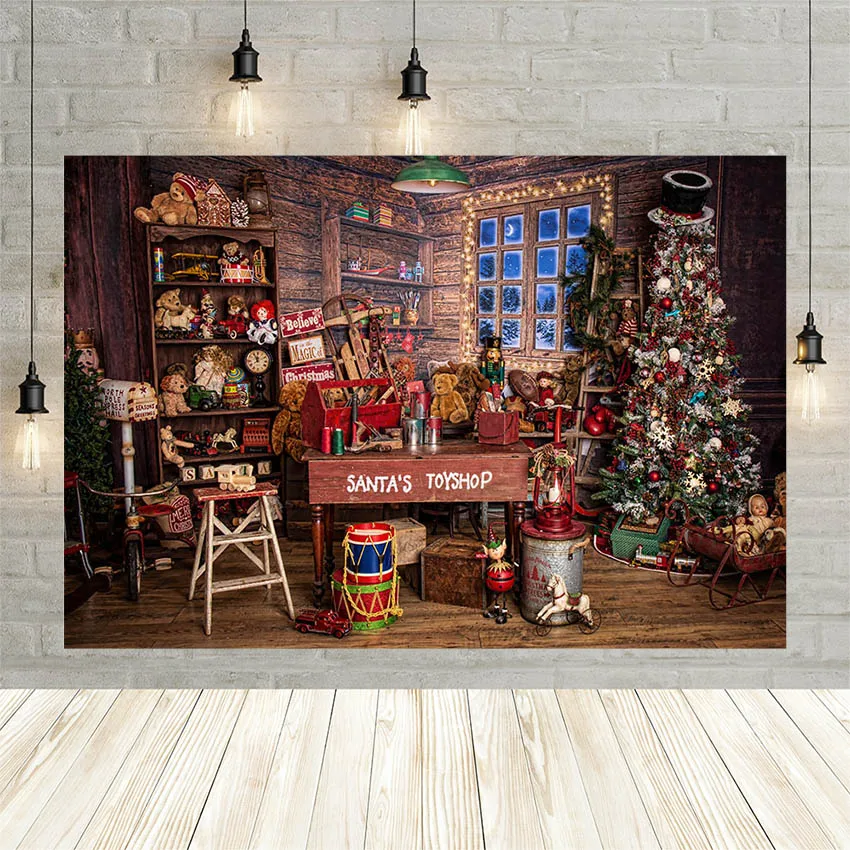 Christmas-Santa-s-Toy-Shop-Photography-Backdrops-Winter-Tree-Gift-Store ...