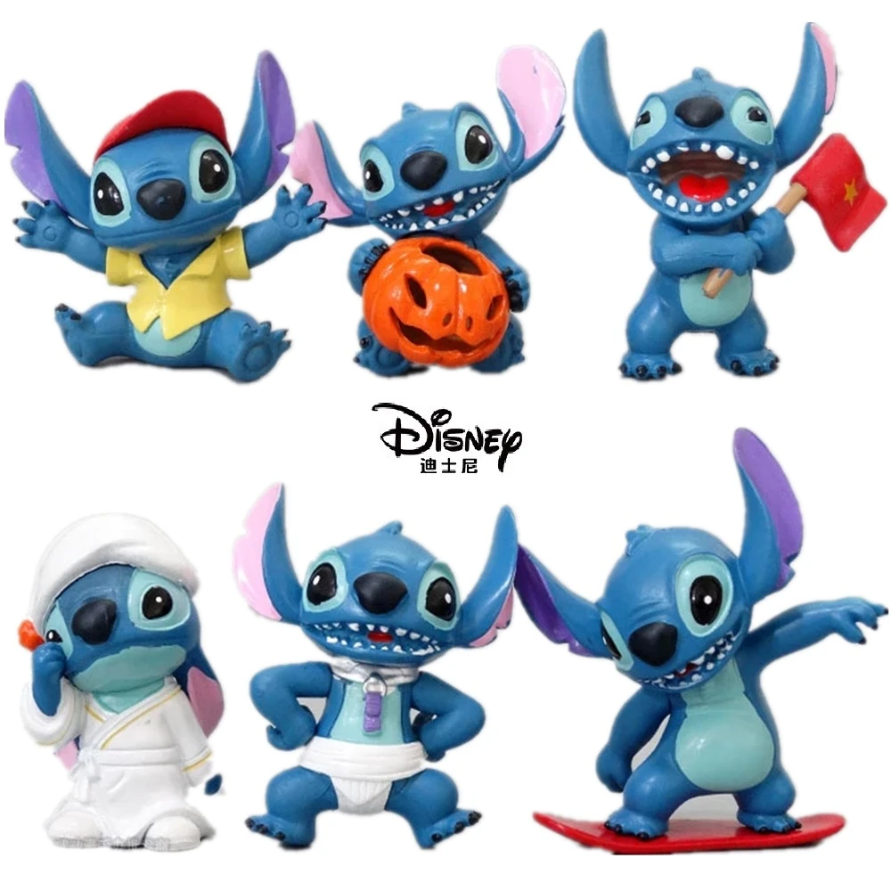 6pcs/Set Disney Mini Stitch Figure Toy Set Anime Stitch Action ...