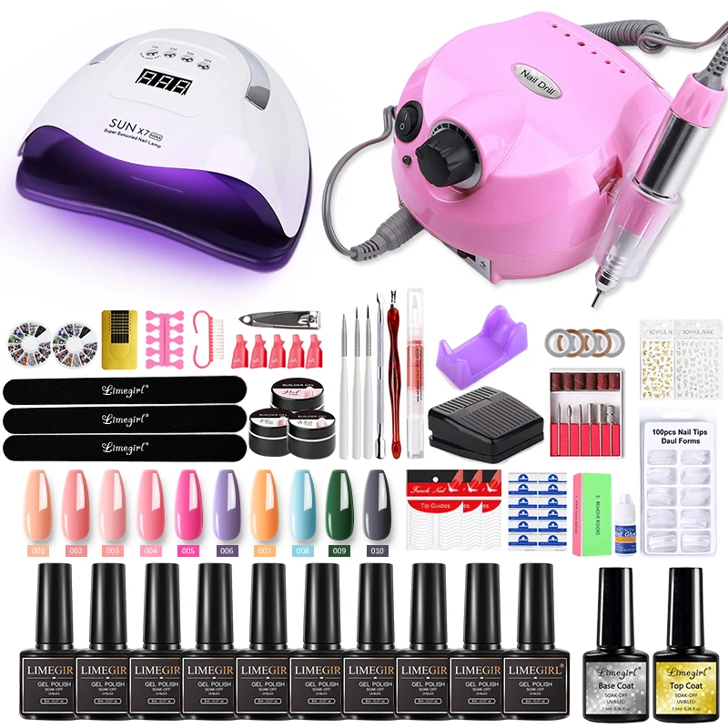 Nail Set Nail Polish Set With UV LED Nail Lamp Dryer Soak-off Nail Gel ...