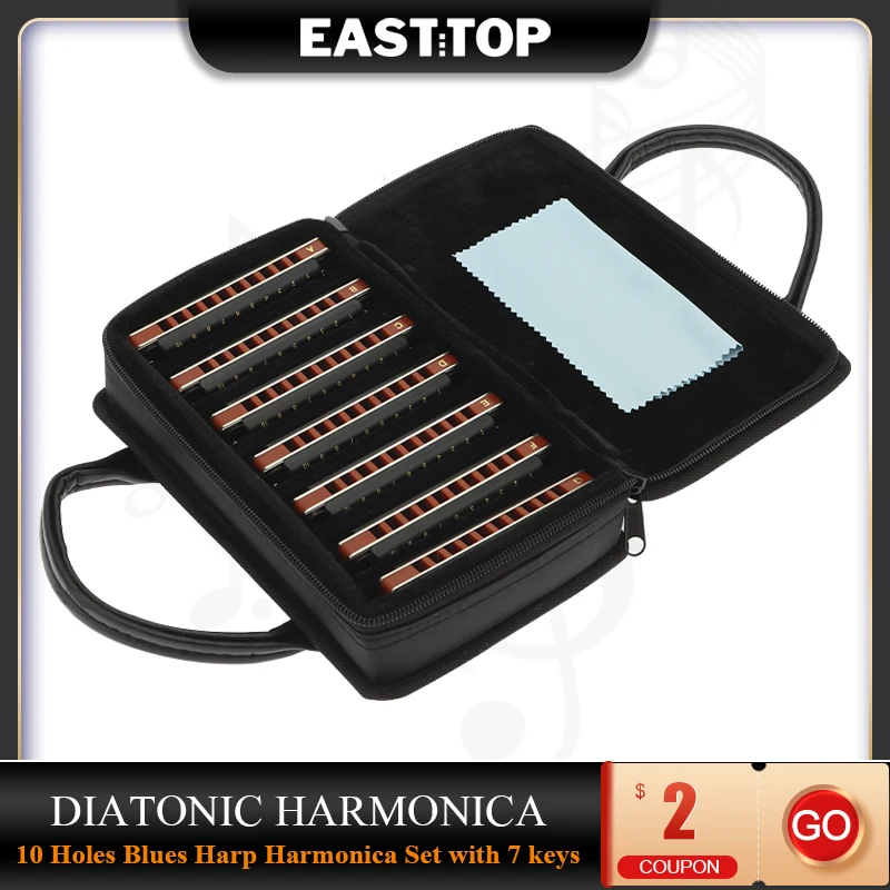 EASTTOP-T008K-7-Diatonic-Harmonica-Set-10-Holes-Blues-Harp-Diatonic ...