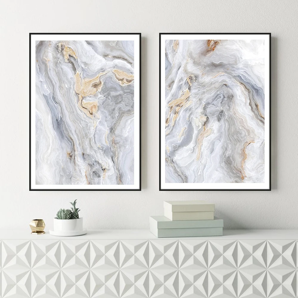 Gray Marble Poster Nordic Wall Art Agate Canvas Posters And Prints ...