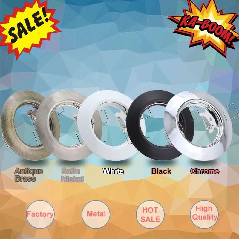 10PCS-Recessed-LED-Spotlight-Frame-Satin-Nickel-White-Black-Chrome ...