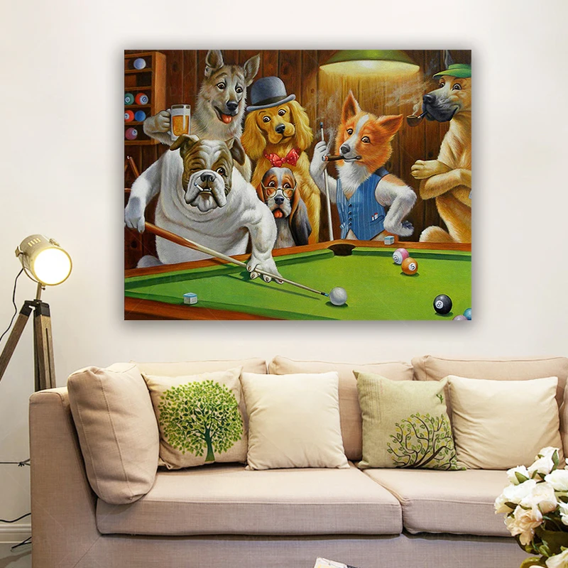 Dogs Playing Pool Wall Art Print Home Decor for Game Room or Man Cave ...
