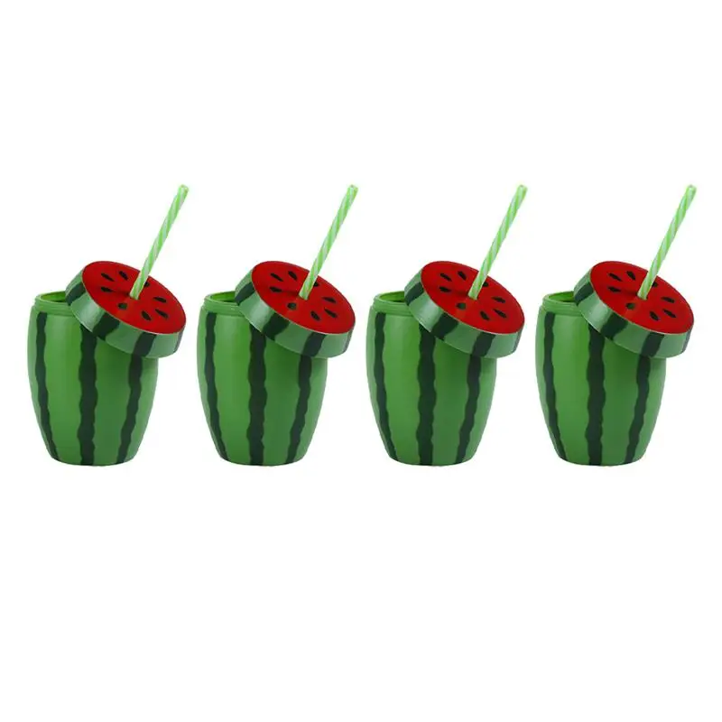 4pcs Disposable Watermelon Shape Cup Drinking Cups Party Cup With Lid ...
