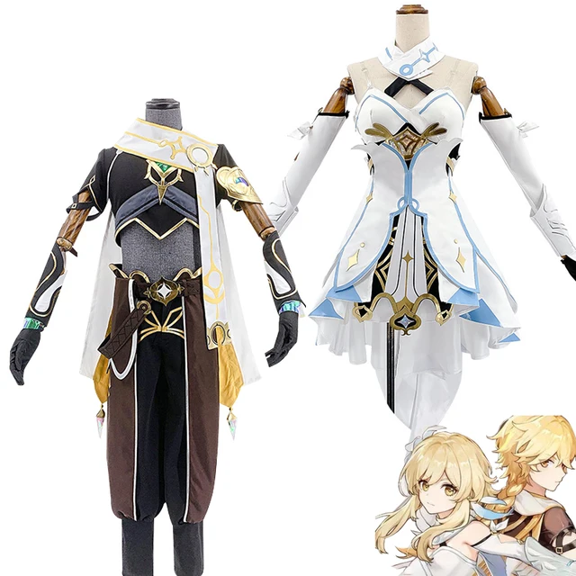 Game Genshin Impact Traveler Aether, Lumine Uniform Cosplay Costume ...