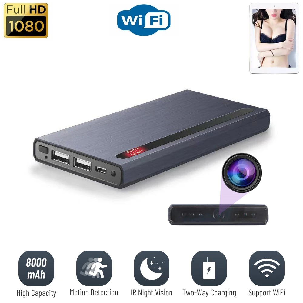 8000 Mah Portable Power Bank Wireless Wifi Camera Hd Outdoors Sports ...