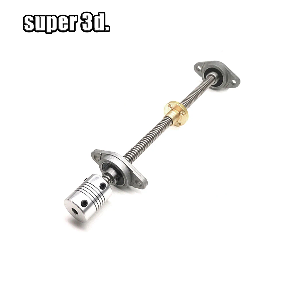 T8-Lead-Screw-Lead-8mm-150-200-300-400-500mm-Copper-Nut-KFL08-Bearing ...